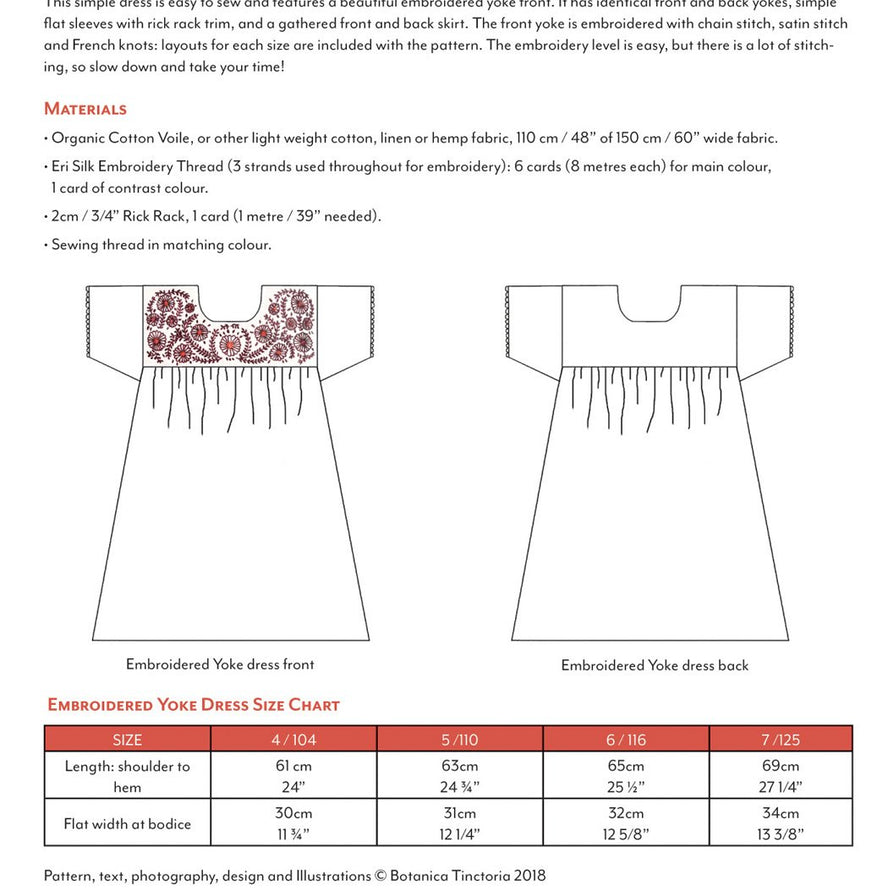 Embroidered Yoke Dress Pattern & Organic Cotton Plus