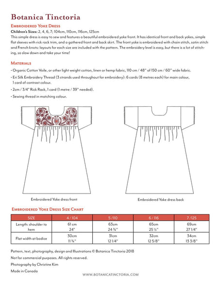 Embroidered Yoke Dress Pattern & Organic Cotton Plus